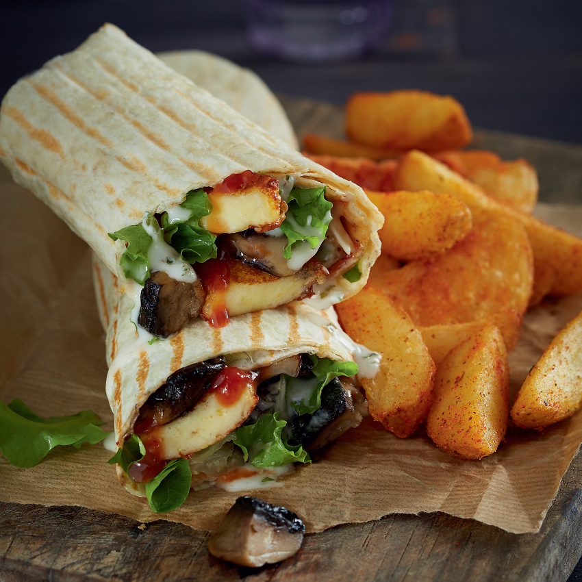Black Mushroom & Halloumi Wrap & 1 Regular Side